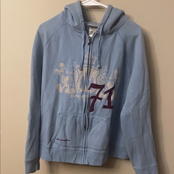 Disney | Tops | Disney Light Blue Hoodie With Mickey And 7 Design Bin X ...